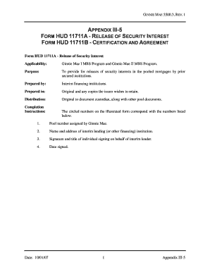 Fillable Online ginniemae 1 APPENDIX III-5 FORM HUD 11711A - RELEASE OF ...