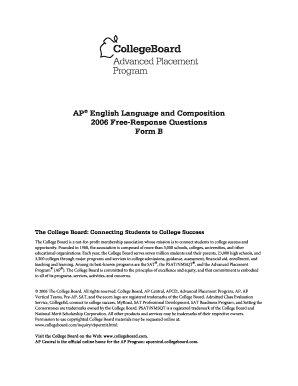 Fillable Online AP 2006 English Language Form B FRQ - AP Central - The College ... Fax Email ...