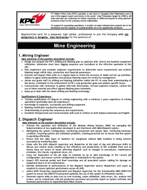 Fillable Online PT Kaltim Prima Coal (KPC) operates a coal mine in ...