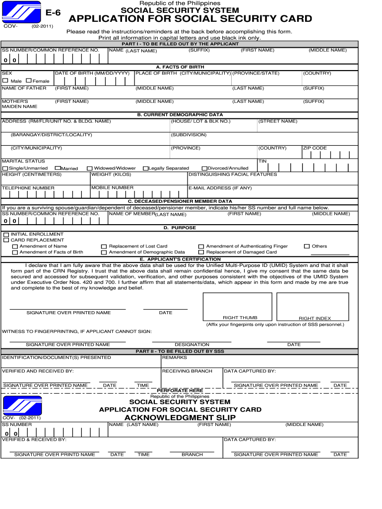 PH SSS E 6 2011 2022 Fill And Sign Printable Template Online US