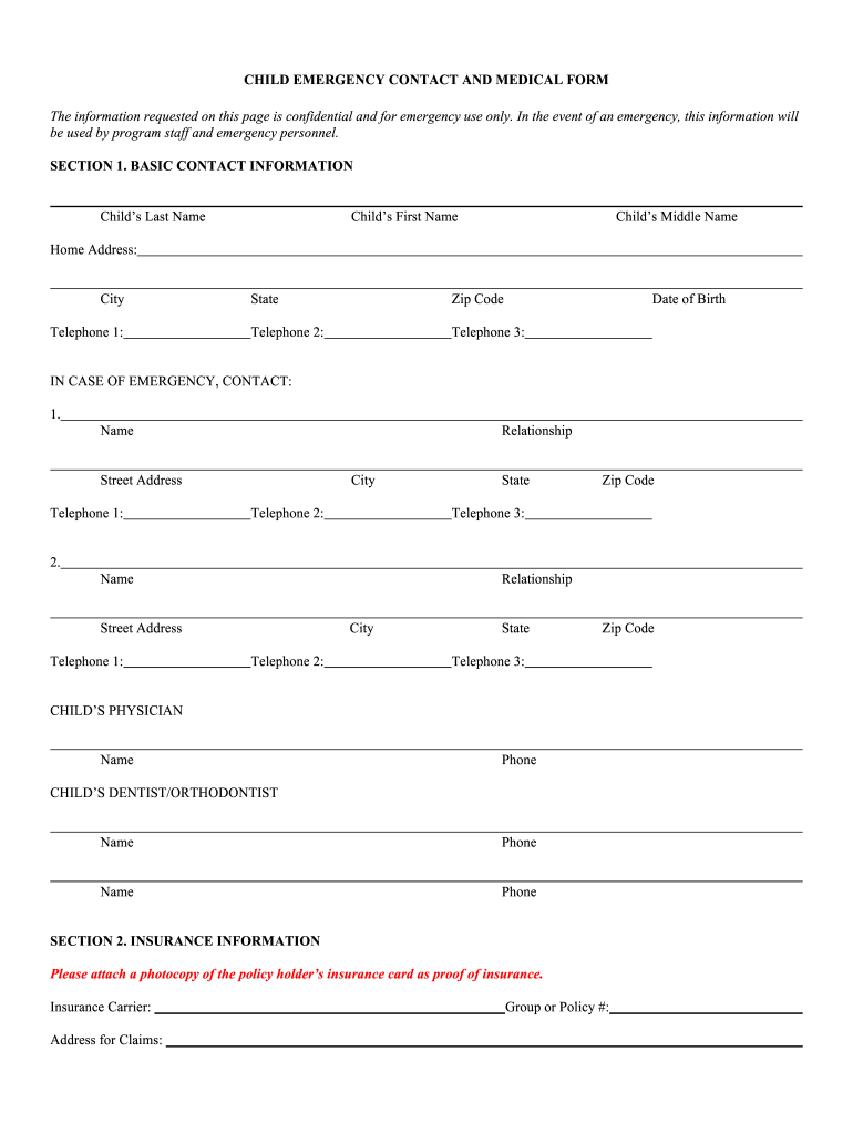 Free Employee Emergency Contact Form Pdf Word Eforms Free Printable And Editable Emergency 