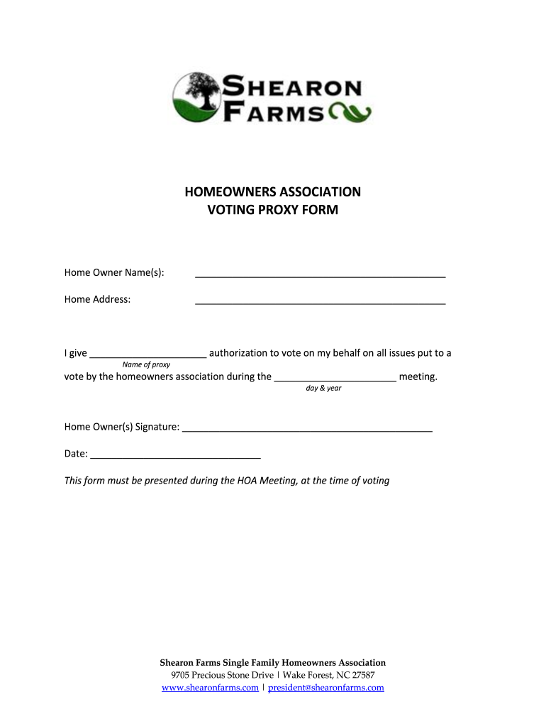 Hoa Proxy Form Fill Online Printable Fillable Blank PdfFiller Hoa Proxy Form Fill Online Printable Fillable Blank PdfFiller