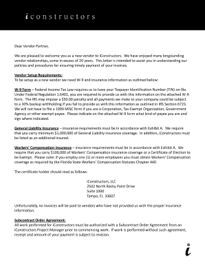 Fillable Online Dear Vendor Partner, We are pleased to welcome ...