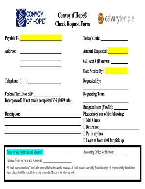 Fillable Online Convoy of Hope Check Request Form Fax Email Print ...