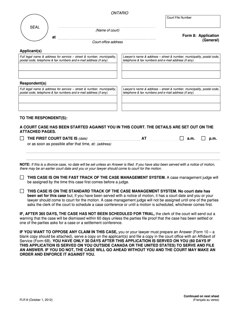 Ontario Form 8 Application - Fill Out, Sign & Share Online | pdfFiller