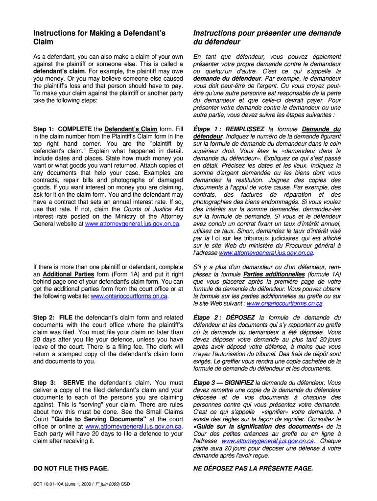 Fillable Online ontariocourtforms on Instructions for Making a ...