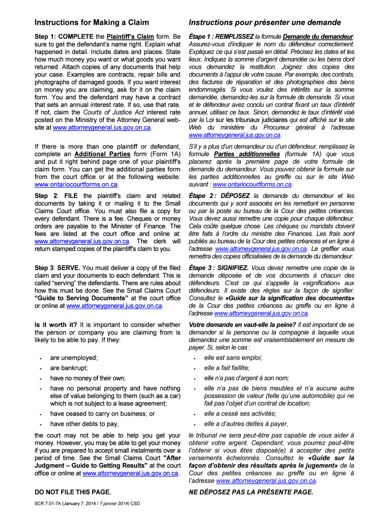 Fillable Online ontariocourtforms on Demande du demandeur - Formules des Cours de l'Ontario Fax ...