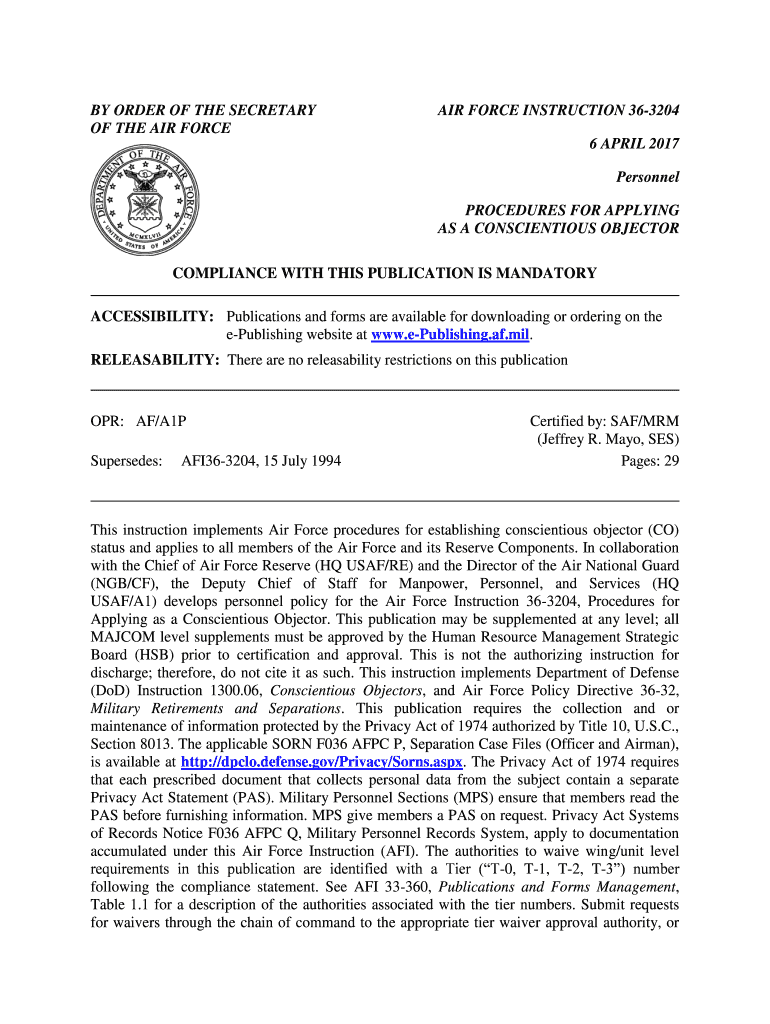 Fillable Online AIR FORCE INSTRUCTION 36-3204 Fax Email Print - pdfFiller