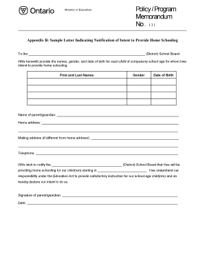 Fillable Online Appendix B: Sample Letter Indicating Notification of Intent to Provide Home ...