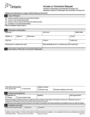 Fillable Online forms ssb gov on Access or Correction Request - Ontario - forms ssb gov on Fax ...