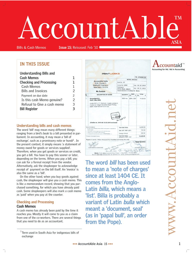 Fillable Online Bills & Cash Memos Fax Email Print - pdfFiller