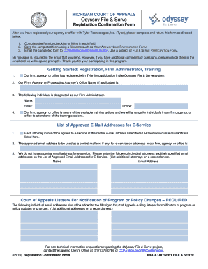 Fillable Online courts mi COA E-Filing Registration Confirmation Form ...