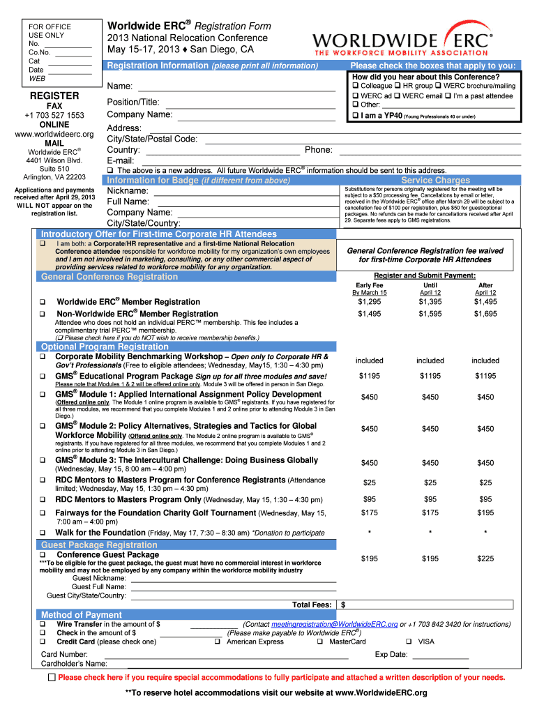 Fillable Online worldwideerc Download the printable registration form - Worldwide ERC ...