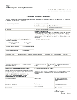Fillable Online Multimodal Dangerous Goods Form - Zim Fax Email Print ...