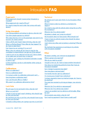 Fillable Online Intoxalock FAQ Fax Email Print - pdfFiller