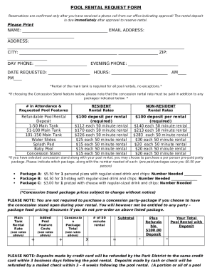 Pool Rental Application - Norridge Park District Doc Template | pdfFiller