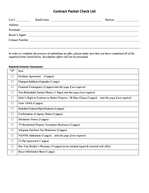 Fillable Online universalbuilders Contract Packet Check List ...