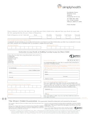 Fillable Online Blank Direct Debit instruction - Simplyhealth Fax Email ...
