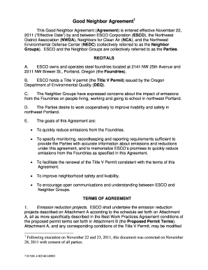 Fillable Online northwestdistrictassociation ESCO Good Neighbor ...