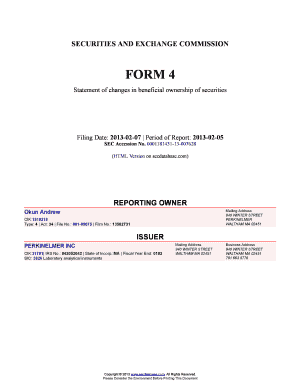 Fillable Online Okun Andrew Form 4 Filed 2013-02-07 Fax Email Print ...