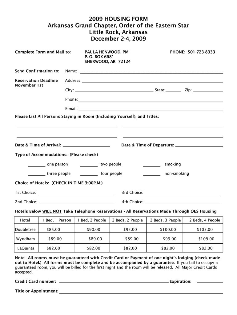 Fillable Online 2009 Housing Form - Reocities Fax Email Print - pdfFiller