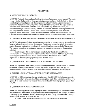 Fillable Online QUESTION: WHAT IS PROBATE Fax Email Print - pdfFiller