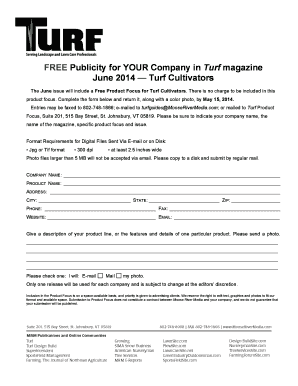Fillable Online Turf Cultivators - Moose River Media Fax Email Print - pdfFiller