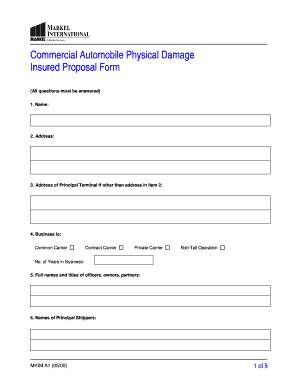 Fillable Online Commercial Automobile Physical Damage Insured Proposal ...