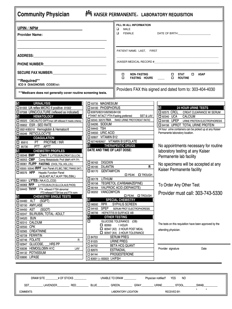 Lab Requisition Form Fill Online Printable Fillable Blank PdfFiller
