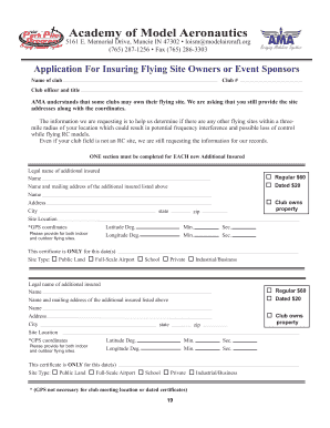 Fillable Online modelaircraft Application for Insuring Flying Site ...