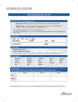Fillable Online online citibank co Internet Banking Sign-up Form ...