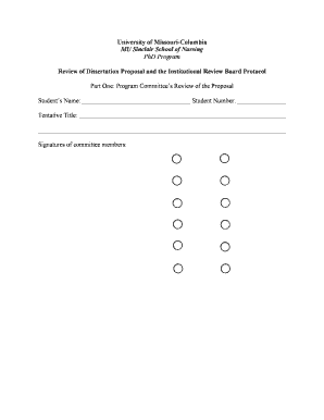 Fillable Online nursing missouri Dissertation Proposal and IRB Protocol ...