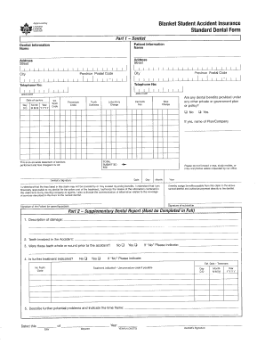 Fillable Online IAP Blanket Student Accident Insurance Standard Dental ...