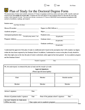 Fillable Online ssw missouri D2: Plan of Study for the Doctoral Degree Form - School of Social ...