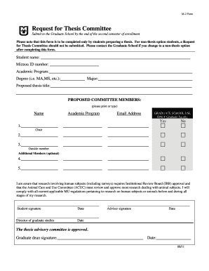Fillable Online gradschool missouri M2 form082211doc Fax Email Print ...