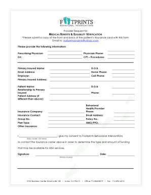 Fillable Online Medical Intake Forms - Footprints Behavioral ...