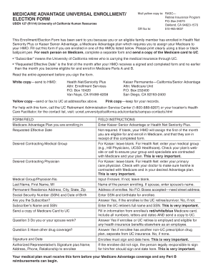 MediCAre AdvAnTAge UniversAl EnrollMenT/ EleCTion ForM - UCnet - Fill ...