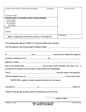 Fillable Online sbcourts Small Claims Declaration Re Fax Email Print ...