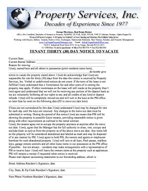 Fillable Online Notice to Move - Property Services, Inc. Fax Email ...