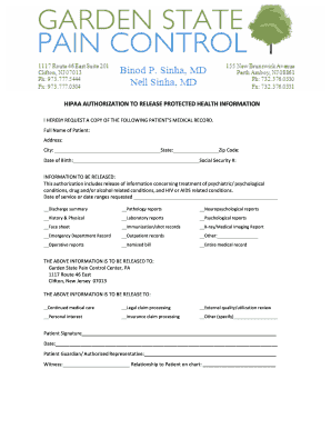 Fillable Online HIPAA AUTHORIZATION TO RELEASE PROTECTED HEALTH ...
