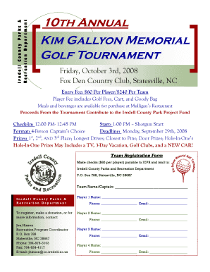Fillable Online co iredell nc Kim Gallyon Memorial Golf Tournament 10th ...