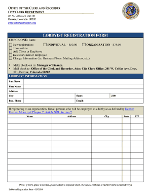 Fillable Online denvergov LOBBYIST REGISTRATION FORM - City and County ...