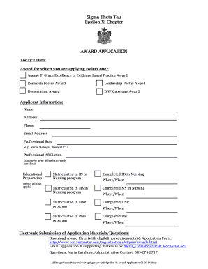 Fillable Online son rochester Epsilon Xi Award Application 0120 ...