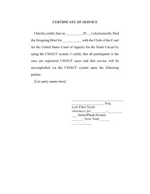 Fillable Online 9CA CERTIFICATE OF SERVICE AD-1 CPLR 2105.qxd Fax Email ...