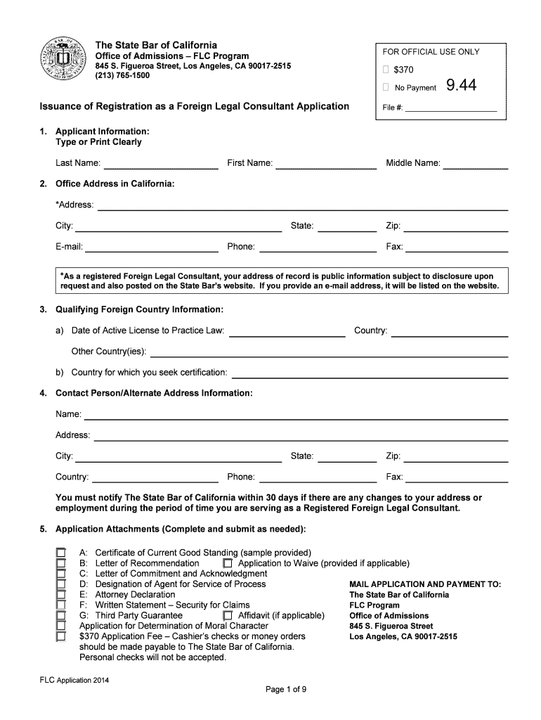 Fillable Online admissions calbar ca The State Bar of California ...