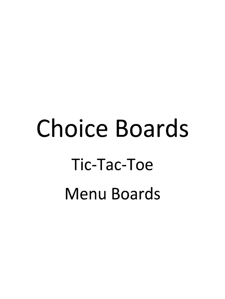 Fillable Online Choice Boards - Wikispaces Fax Email Print - pdfFiller