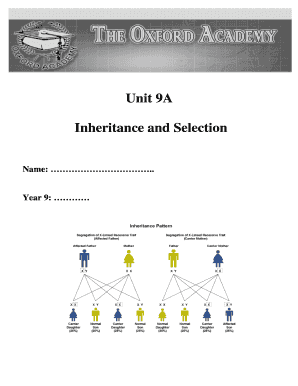 Fillable Online Unit 9A Inheritance and Selection Fax Email Print ...