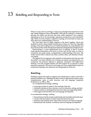 Fillable Online Retelling and Responding to Texts Fax Email Print ...