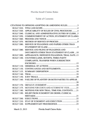 Fillable Online floridabar Florida Small Claims Rules. Small Claims ...