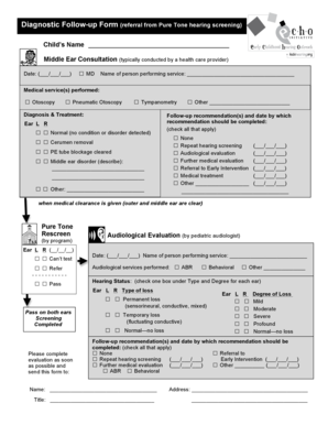 Fillable Online infanthearing Diagnostic Follow-up Form (Pure Tone ...